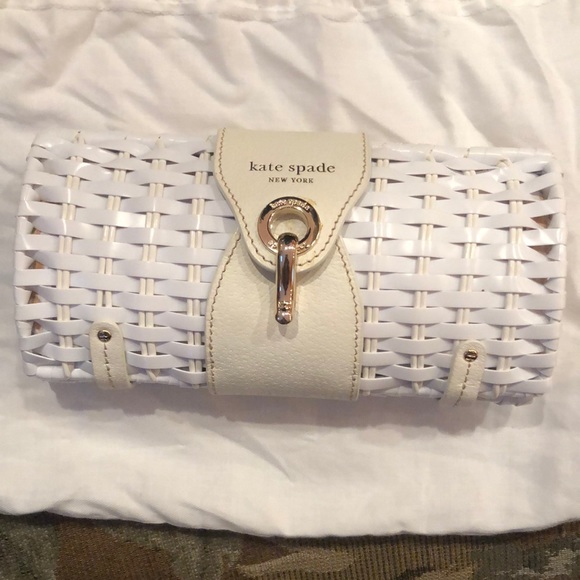 kate spade | Bags | Kate Spade White Weave Clutch Dust Bag Included ...
